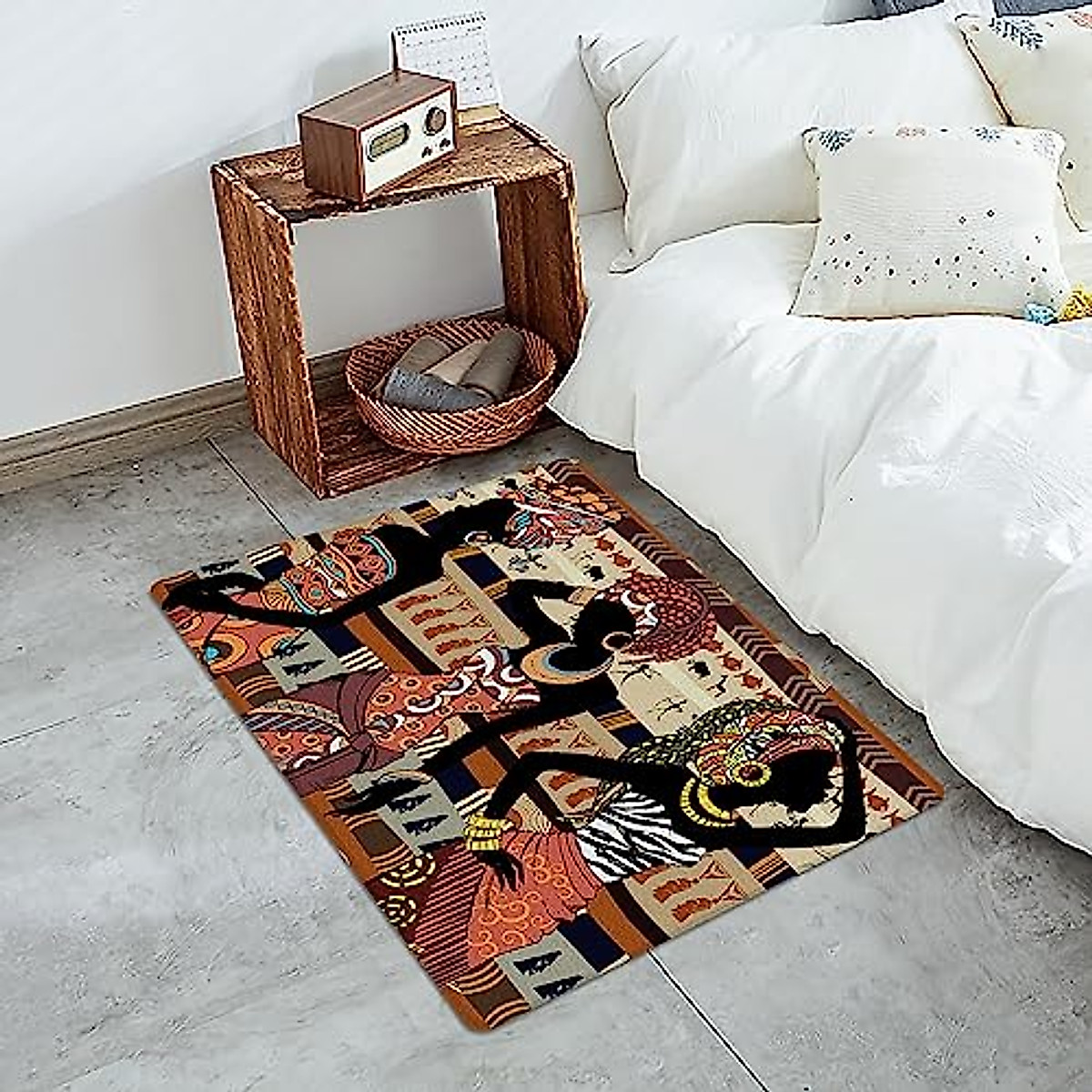 Historical African Women Antifatigue Kitchen Bath Door Mat Cushioned Runner Rug,Washable Welcome Floor Sink Mat,Waterproof Comfort Standing Doormat,American Indian Southwest Traditional 18"x30"