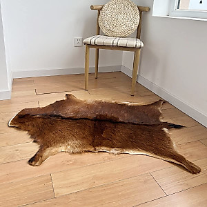 Red Deer Hide Rug Deer Skin Rug Deer Taxidermy Fireplace Deerskin Decor Reindeer Hide Area Rug Animals Mat Carpet for Home, Office, Bedroom Taxidermy Hunting Collectable (2.3x1.8 ft)