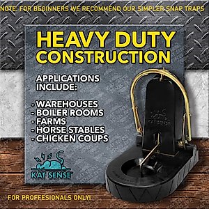 Kat Sense XXL Large Rat Traps, Not All Rodent Traps are Created Equal & This Heavy-Duty Spring Trap Will Prove It - Reusable Pest Control Trap for Rats, Squirrels, and Chipmunks 2 Pack
