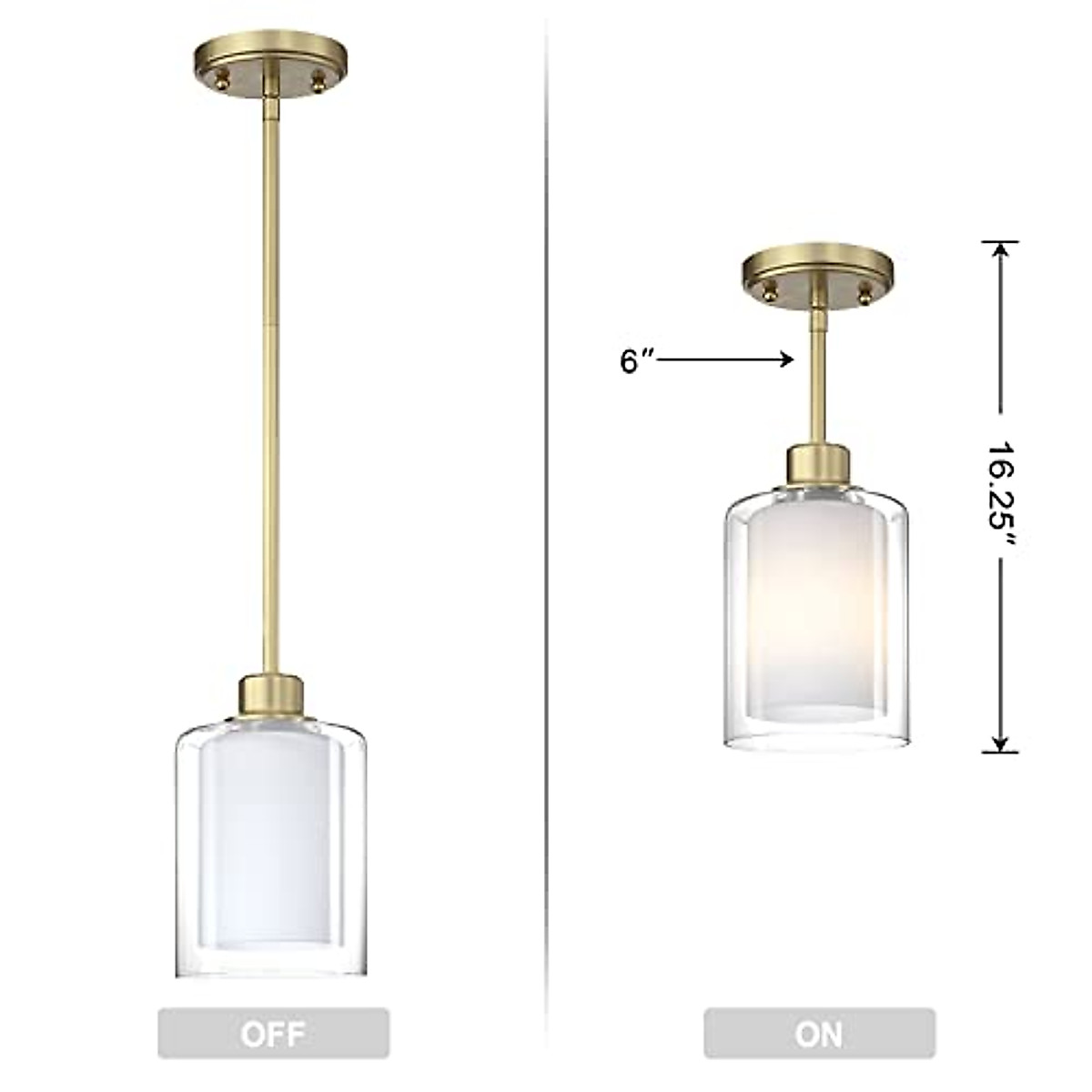 Dolaimi House 3 Pack 1 Light Indoor Hanging Kitchen Island Pendant Light 5" Clear Frosted Glass Chandelier Shade Fixture,Brushed Bronze Finish for Bar,Dining Room Over Sink