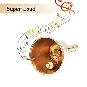 Hourwof Super Loud Hand Call Bell,Solid Brass Dinner Bell Service Bell Pet Training Bell Jingle Bell,Gold