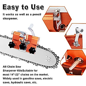 ZFULVO Chainsaw Sharpener,Chainsaw Vise and Hand-Cranked Chainsaw Sharpening Jig Kit,Portable Chain Saw Shaperener Tool for All Chain Saws and Electric Saws, with 5 Grinding Rod