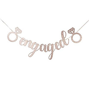 Engagement Party Banners Glitter Rose Gold Letters He Asked She Said Yes Garland for Wedding Engagement Party Hen Party Bridal Shower Bachelorette Party Favor Party Decoration Supplies (ROSE GOLD)