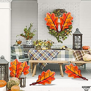 KatchOn, Large Fall Leaf Balloons - 27 Inch, Pack of 6 | Fall Balloons for Thanksgiving Decorations | Fall Festival Balloons for Fall Decorations Indoor | Fall Balloon Decorations, Fall Mylar Balloons