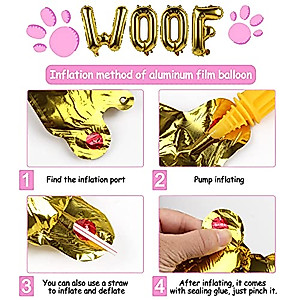 Dog Birthday Party Supplies,Dog Birthday Bandana Hat Banner Set,WOOF Balloons Happy Birthday Banner,Dog Birthday Party Supplies for Pet Puppy Cat Birthday Party Decorations Pink