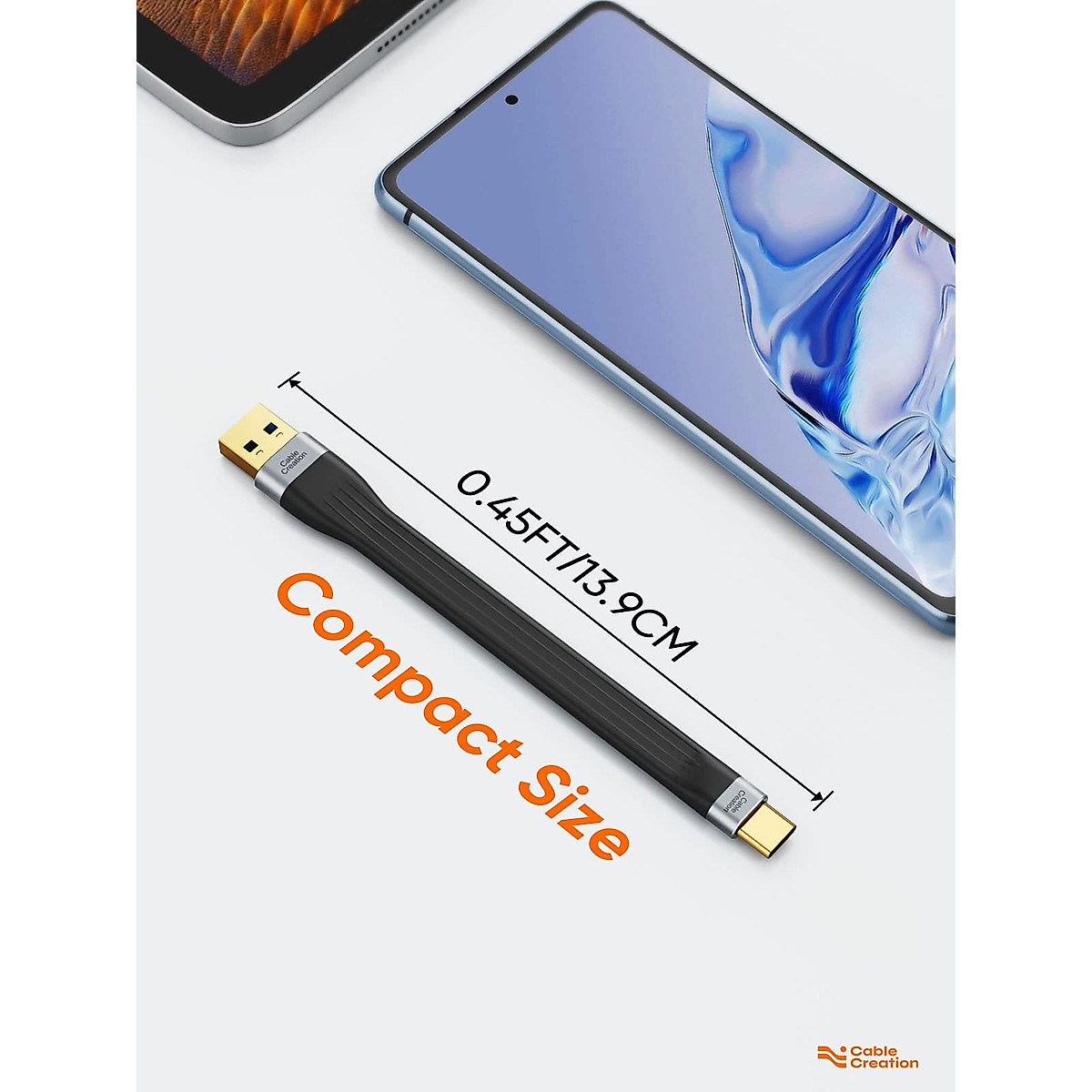 CableCreation Short USB 3.1 A to Type C Cable 5 inches USB Type C Cable 3A Fast Charging USB C to A FPC Cable 5Gbps Compatible with Quest Link, MacBook iPad Pro S22 S21/S20, SSD, etc. 12cm Black