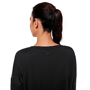 CRZ YOGA UPF 50+ Long Sleeve Shirts for Women Lightweight Workout Crop Tops Sun Protection Outdoor Quick Dry Hiking Shirt Black Medium