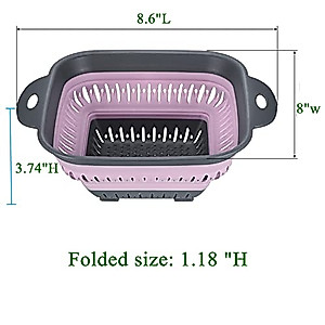 Esmartlife Foldable Silicone Strainer Colanders, Folding Strainer for Kitchen 2-Quart Capacity, Perfect for Kitchen Food Draining Pasta Vegetable Fruit and Meat,New Kitchen Essentials