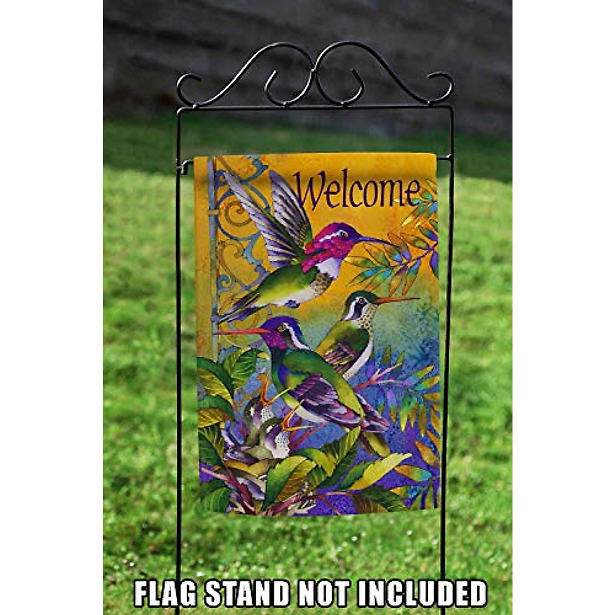 Toland Home Garden 119459 Hummingbird Home Hummingbird Flag 12x18 Inch Double Sided Hummingbird Garden Flag for Outdoor House Bird Flag Yard Decoration