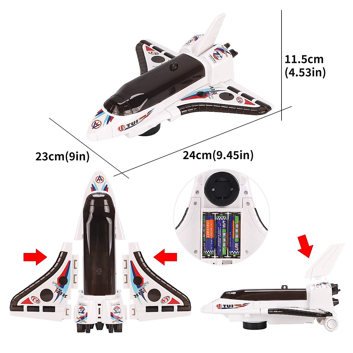 Devan Bump and Go Electric Space Shuttle Airplane Toy with Flashing 3D Lights and Sounds