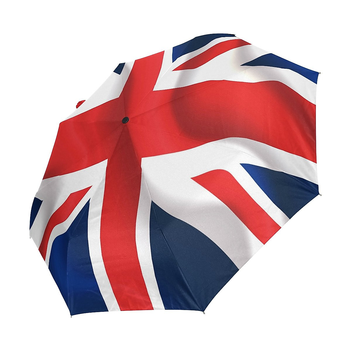 Automatic Folding Umbrella Union Jack UK British Flag Auto Open Compact Portable Travel Umbrella for Girls Boys Women