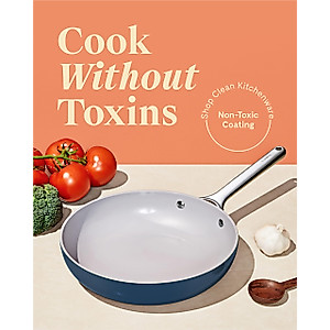 Caraway Fry Pan Trio - Non-Stick Frying Pans (10.5” & 8”) & Non-Stick Saute Pan - Non Toxic, PTFE & PFOA Free - Oven Safe & Compatible with All Stovetops (Gas, Electric & Induction) - Navy