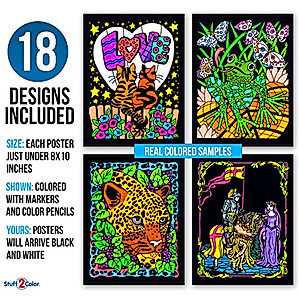 Super Pack of 18 Fuzzy Velvet Coloring Posters for All Ages