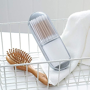 Swab Box,2 Grid Makeup Travel Cotton Storage Organizer Case Travel Cotton for Make Up Pads, Cosmetics (gray)