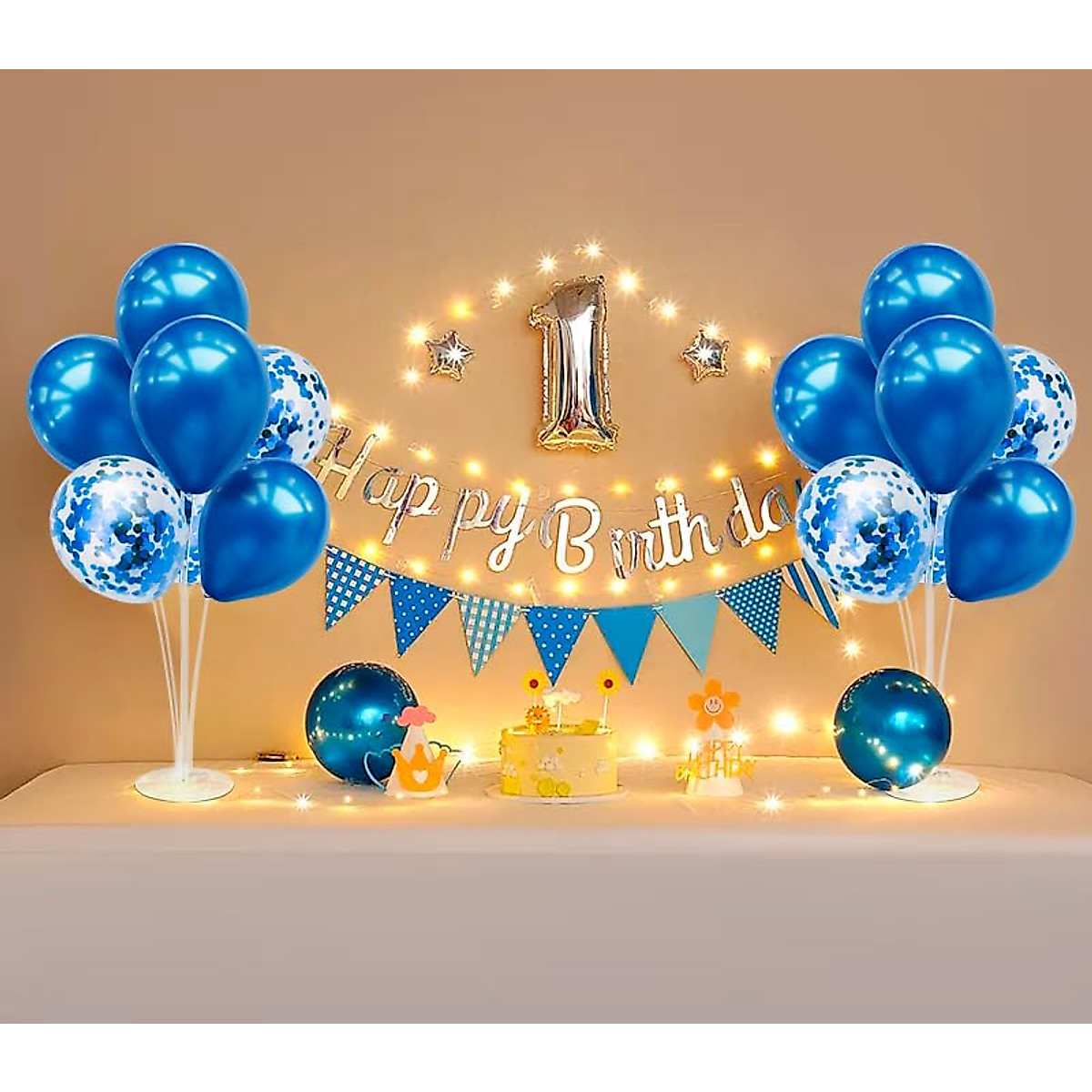 ZJDHPTY Blue Balloon Stand Centerpiece Table Decorations for Men's Birthday Father's Day Retirement Graduation Decorations Class of 2025(Blue set4)