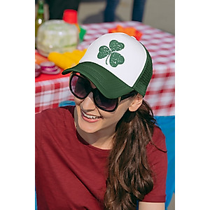 P&B Shamrock, Saint Patrick's Day Irish Day Adjustable Unisex Hat Cap (Green/White/Green)