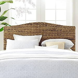 Crosley Furniture Serena Handwoven Natural Fiber Rattan Bed Headboard, Banana Leaf, Queen