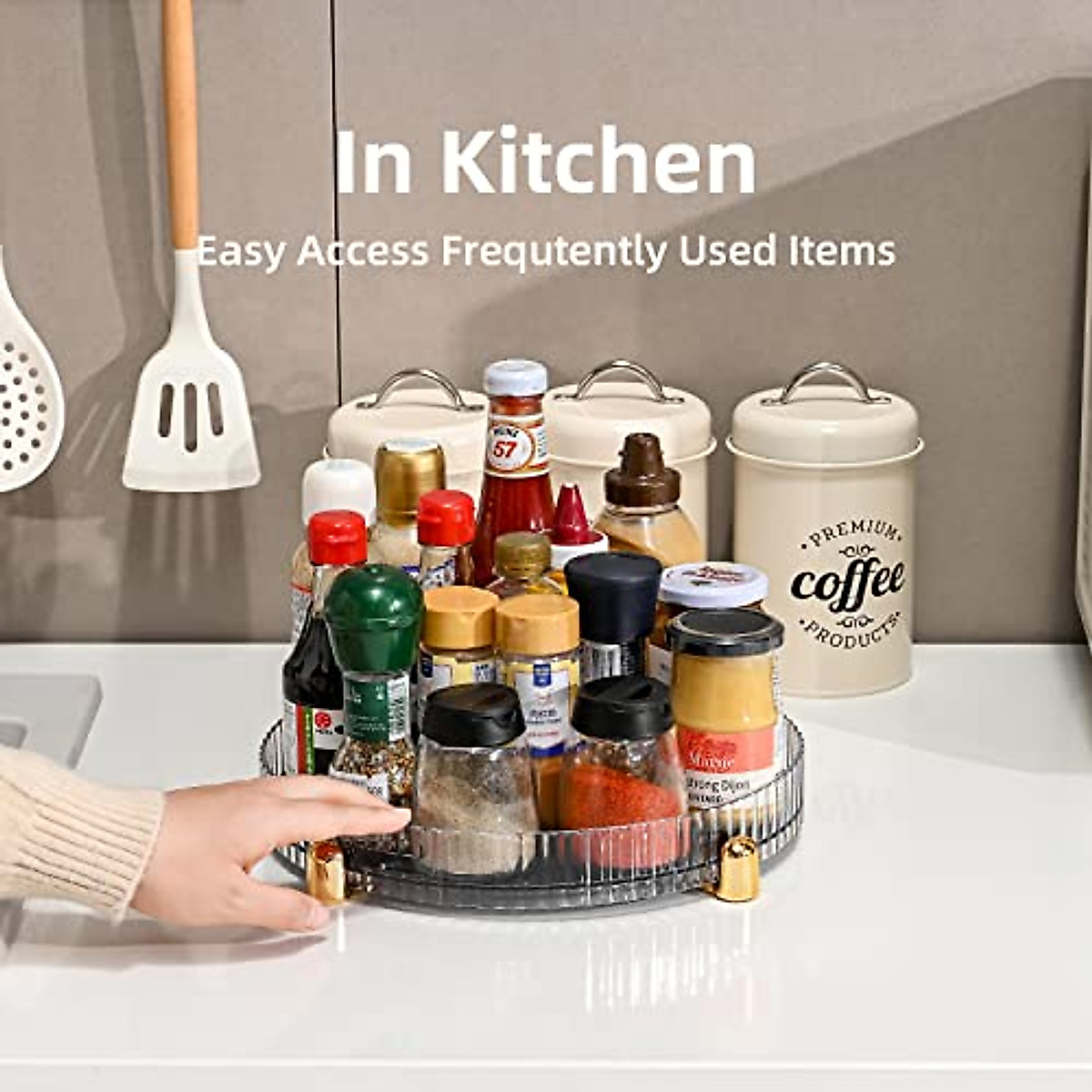 360 Roating Makeup Vanity Countertop Organizer, Spinning Base Organizer for Spices, Decoratice Rack Trays for Kitchen, Cosmetic, Perfume Storage