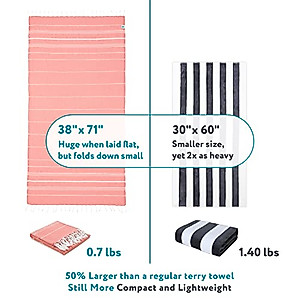 WETCAT Turkish Beach Towel Oversized 38x71 100% Cotton Sand Free Quick Dry Swim Towel Extra Large Turkish Towel Light Travel Towel for Adults Beach Gifts Beach Accessories - Dark Coral