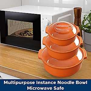Microwave Safe Ramen Cooker, Ramen Noodle Bowl, Easy Mac, Microwave Pasta Cooker, Microwave Bowls with Lids Ideal for Dorm Room Essentials for Girls Boys, Dishwasher & Microwave Safe (Medium, Orange)