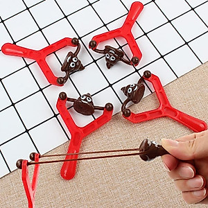 Poo Slingshot - Poo Doo Flying Poo, Smiley Face Poop Slingshot Toy, Funny Tricky Finger Slingshot, Mini Rubber Poop Catapult, Indoor Outdoor Stress Relief Game (5*Slingshot With 25*poops Shots)