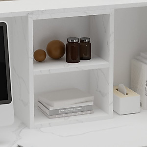 Reception Desk L-Shaped Counter with Drawers Marble Texture White Modern Contemporary Scandinavian L-Shape MDF Matte Keyboard Tray Shelves