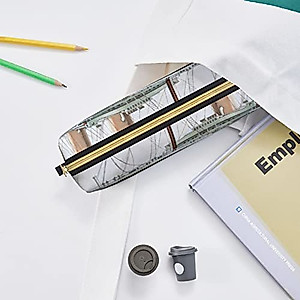 Titanic Leather Pencil Case Bag with Zipper Women Makeup Bag Durable Portable Suitable for School Work and Office 8.3 x 2.2 In