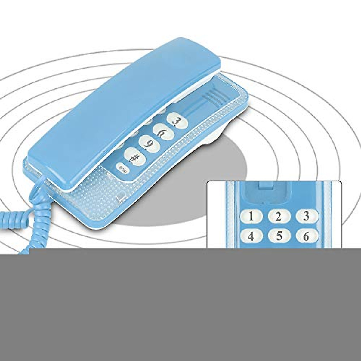 Bewinner Wired Corded Phone, Landline Phone Without Caller ID Display, Desktop Wall Phone for Home with Flash Function/Mute/Last Number Redial(Blue)