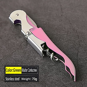 Professional Waiter Corkscrew Wine Openers Set (4 PCS),Upgraded with Heavy Duty Stainless Steel Hinges Wine Key for Restaurant Waiters, Sommelier, Bartenders (Pink 2 Packs)