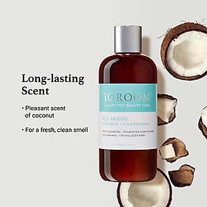 iGroom All-in-One Dog Shampoo + Conditioner, Luxury Pet Beauty Care, Deep Clean All Coat Types, Hydrate and Condition Coat, Made in The USA, 16 oz