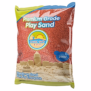 Classic Sand and Play Orange Colored Play Sand, 20 lb. Bag, Natural and Non-Toxic, Fun Wet and Dry Indoor and Outdoor, Sandbox, Therapy, and Table Use, Building, Stimulate Sensory Needs