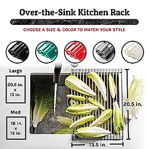 Bellemain Over The Sink Dish Drying Rack | Silicone Dish Drying Mat, Space Saving Drying Rack for Kitchen Counter, Stainless Steel Dish Rack Over Sink | Multipurpose Heat Resistant Mat (Gray, Medium)