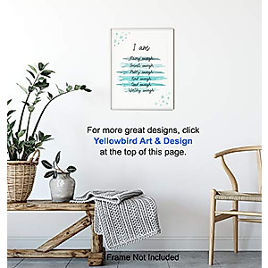 Positive Quotes Wall Decor - Positive Affirmations - Encouragement Gifts for Women, Teens, Girls - Inspirational Quotes - Motivational Wall Art - Inspiring Uplifting Sayings Wall Decor - Light Blue