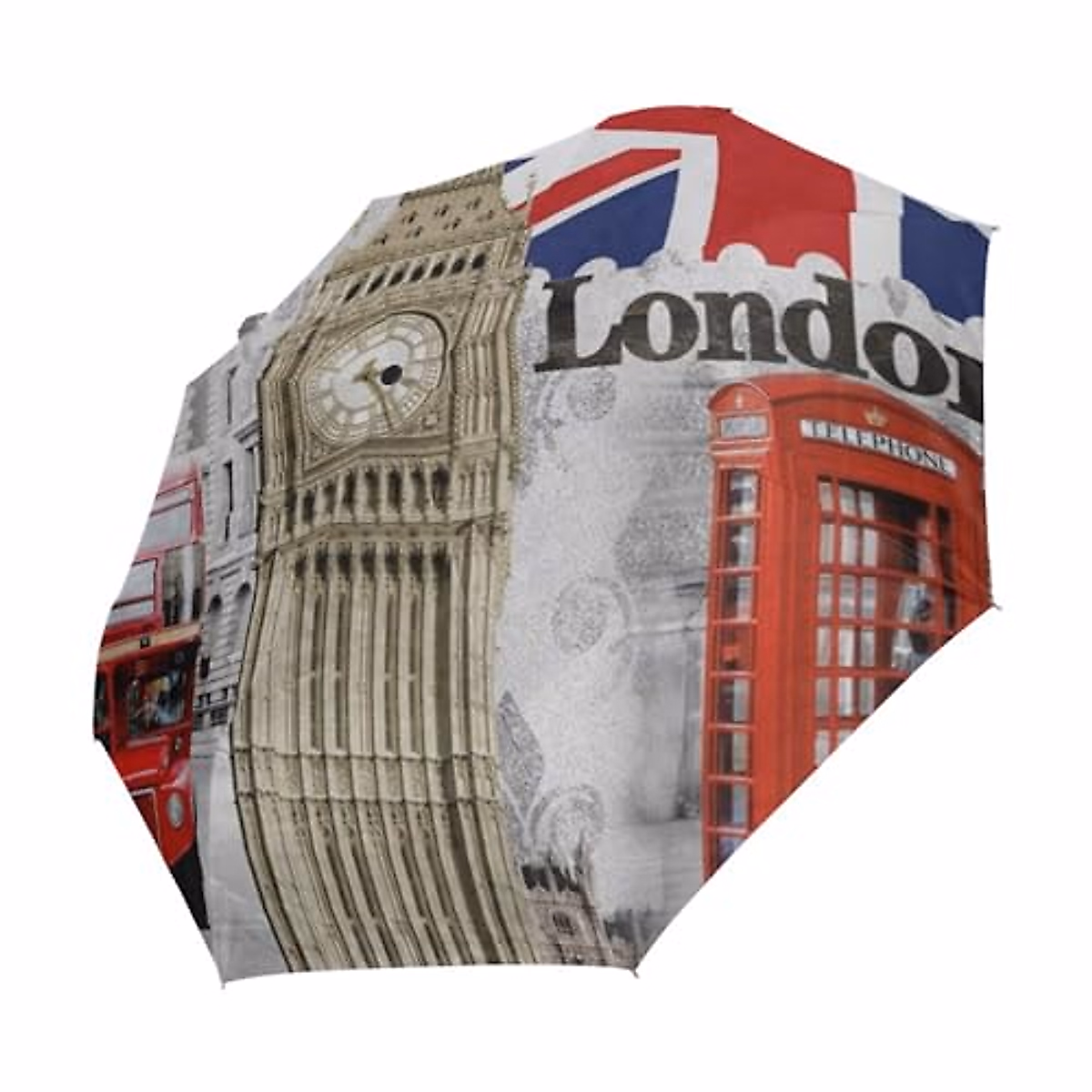 SLHFPX Compact Travel Umbrella London Union Jack Retro Auto Umbrellas Windproof For Women Men Kids Portable Rain Sun Uv Folding Reverse Umbrella With Automatic Open Close Button
