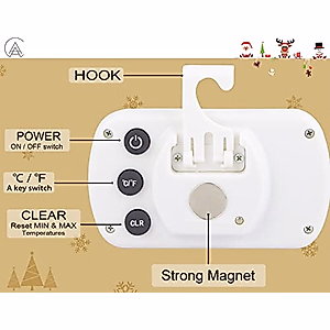 AEVETE 2 Pack Waterproof Digital Refrigerator Thermometer Large LCD, Freezer Room Thermometer with Magnetic Back, No Frills Easy to Read