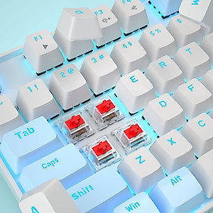 MageGee 75% Mechanical Gaming Keyboard with Red Switch, LED Blue Backlit Keyboard, 87 Keys Compact TKL Wired Computer Keyboard for Windows Laptop PC Gamer - White/Blue