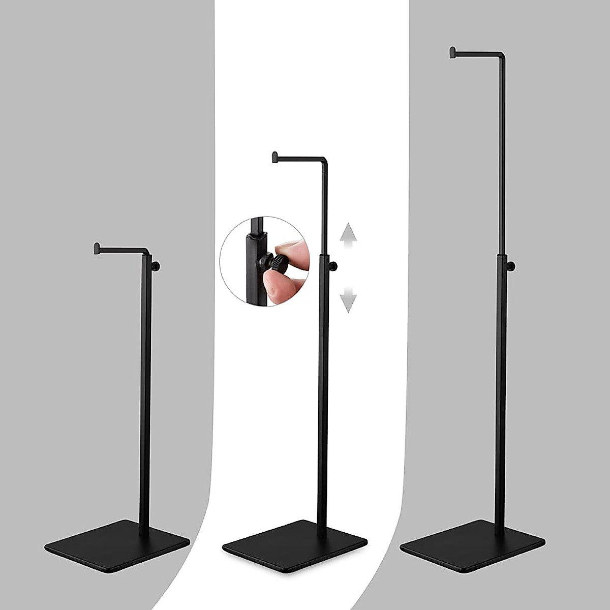 Elitnus Hanging Hook Bag Stand - Set of 2 Adjustable Height Black Handbag Display Stand Set