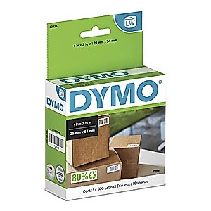 DYMO LW Multi-Purpose Labels for LabelWriter Label Printers, White, 1'' x 2-1/8'', 1 roll of 500 (30336)