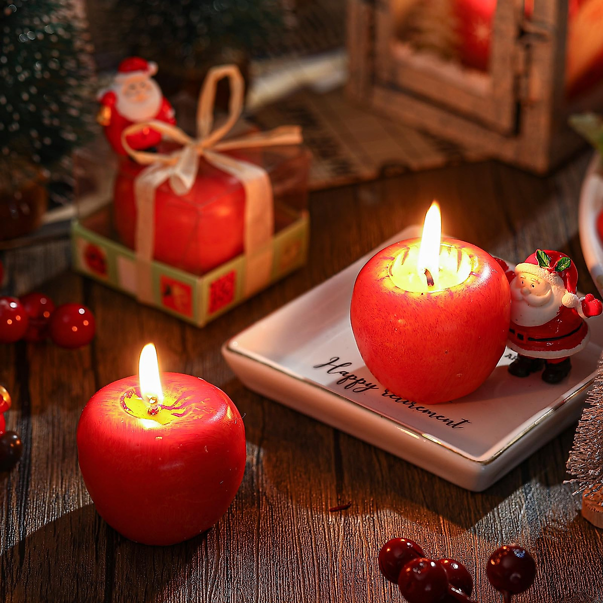 Tondiamo 12 Pcs 12 Pcs Apple Candle Christmas Artificial Creative Apple Shaped Candle Gifts for Women 3D Apple Shape Party Wax Candle Gifts for Birthday Christmas Party Home Table Decor Mother Gift
