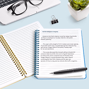 YEEBAY Spiral Notebook, 5.7" x 8.3" College Ruled Notebook with 4 Colors Spiral Journals, 80 Sheets/160 Pages Per Journal with Twin-Wire Binding, Thick Plastic Hardcover and 8mm Ruled Lined