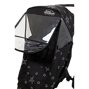 First Essentials Stroller Rain Cover Universal, Baby Travel Weather Shield, Windproof Waterproof, Protect from Dust Snow (Black)