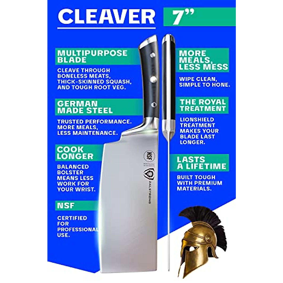 DALSTRONG Meat Cleaver Knife - 7 inch - Gladiator Series - Heavy Duty - Razor Sharp - Forged High Carbon German Steel Kitchen Knife - Black G10 Handle - Butcher, Bone - Sheath Included - NSF Certified