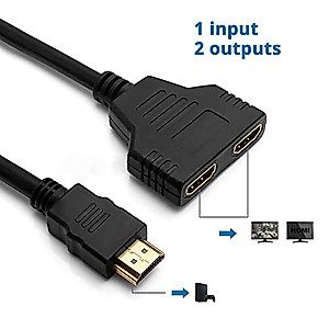 HDMI Splitter Cable Male 1080P to Dual HDMI Female 1 to 2 Way HDMI Splitter Adapter Cable for HDTV HD, LED, LCD, TV, Support Two TVs at The Same Time