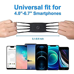 VUP Wristband Phone Holder, 360° Rotatable Forearm Armband for iPhone 14/13/Pro Max/Pro/Mini/12/11/SE 2020/Xs/XR/X/8/7/Plus, Fits All 4-6.7 Inch Smartphones, Great for Hiking Biking Running (Black)