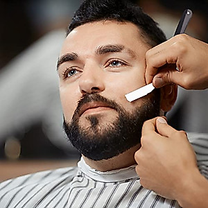 Straight Edge Razor with 100 Single Derby Straight Razor Professional Straight Blade Razor Men's Straight Shaving Razors (Black - Plastic Handle)