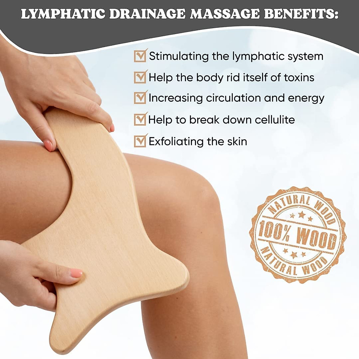 Lymphatic Drainage Paddle Wood & Dry Skin Brush are The only Two Items You Need for an Healthier Lymphatic Drainage System. Anti Cellulite Tools Lymphatic Drainage Tool with Body Brush