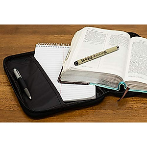 Black and Gray Cross Leather Look Bible Cover Case with Handle Large
