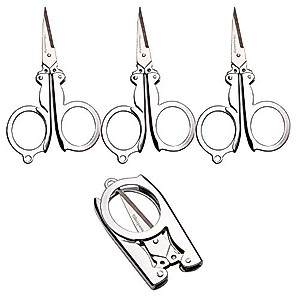 Shapenty Stainless Steel Folding Portable Travel Scissors Foldable Paper String Craft Shred Scissors, 4 Pack