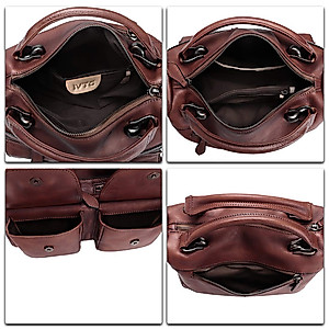 IVTG Genuine Leather Satchel Purse for Women Vintage Handmade Top Handle Bag Crossbody Handbags