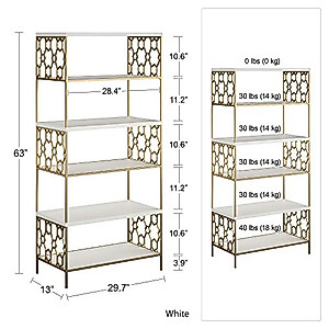 CosmoLiving by Cosmopolitan Ella 5 Shelf, White Bookcase